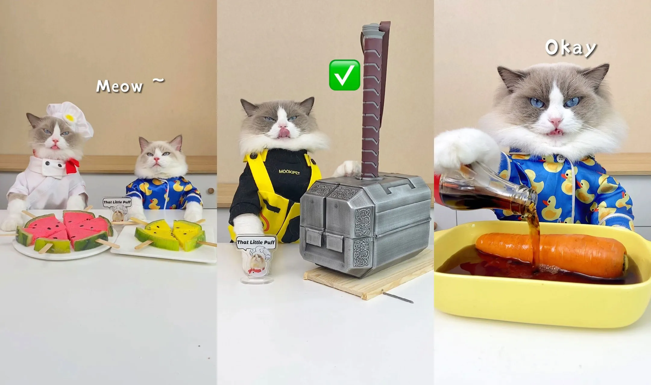 “That Little Puff” Chef Cats Making Everything from Marshmallow Waffles ...