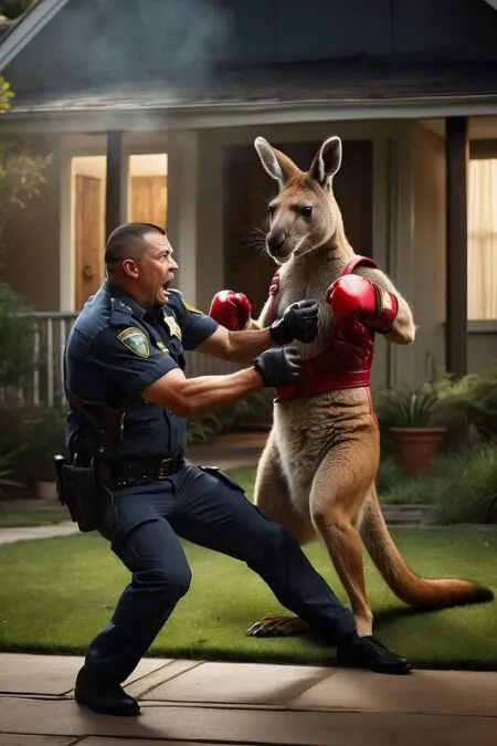 Escaped Kangaroo Resists Arrest, Punches Cop in the Face - Celebrity Pets
